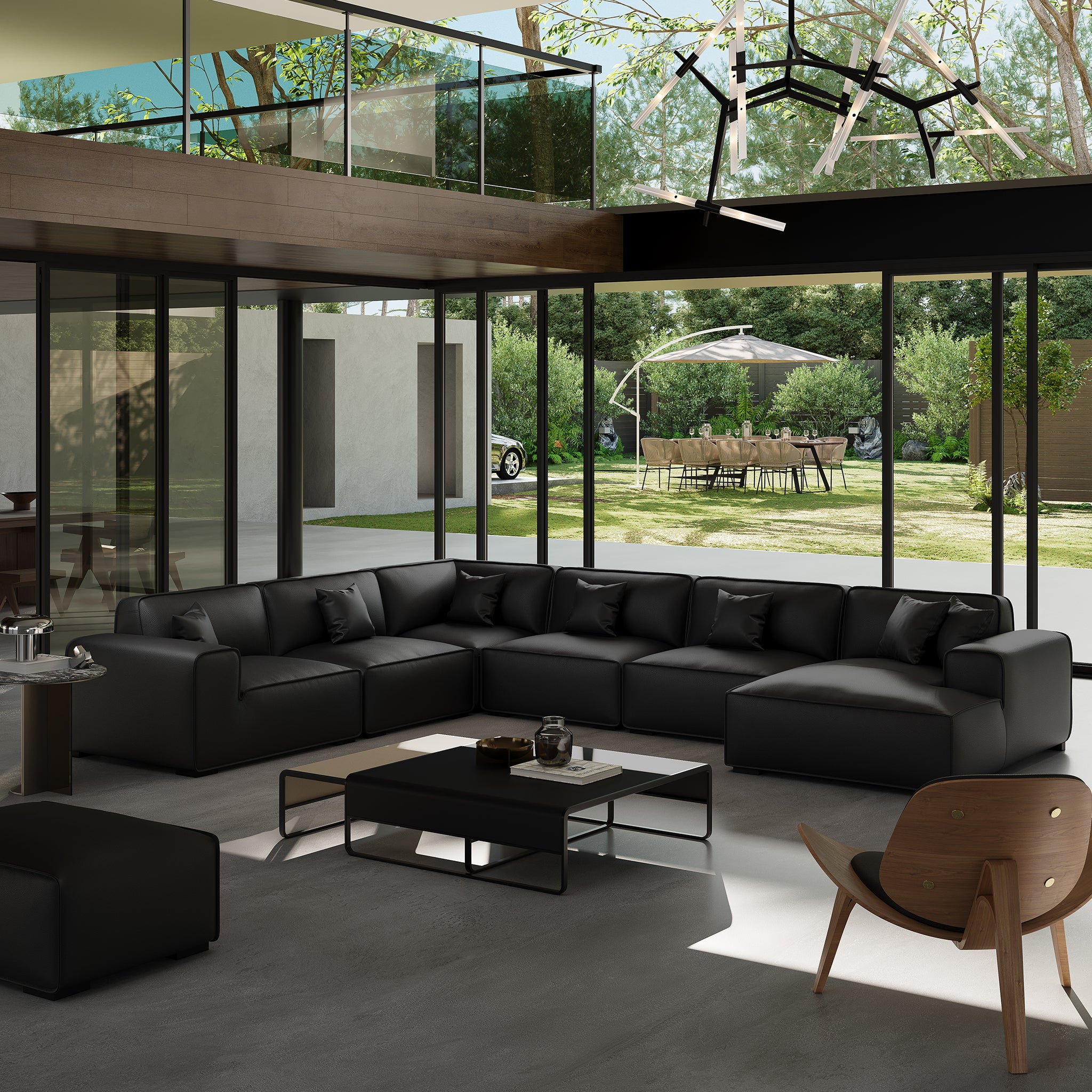 Domus Modular Black Leather Living Room Sectional Sofa&Couch – SOKA HOME