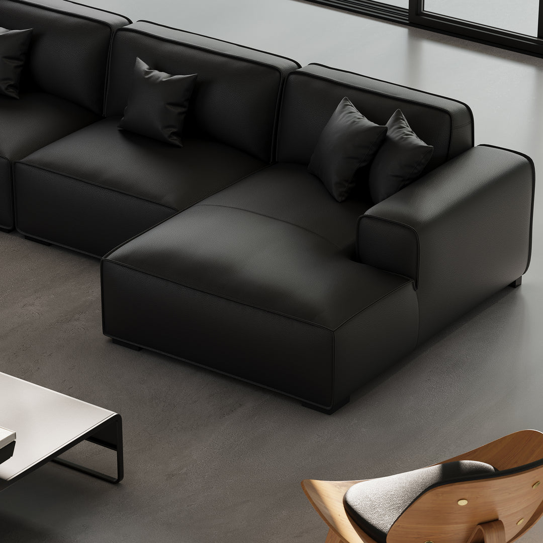 Domus Modular Black Leather Living Room Sectional Sofa&Couch – SOKA HOME