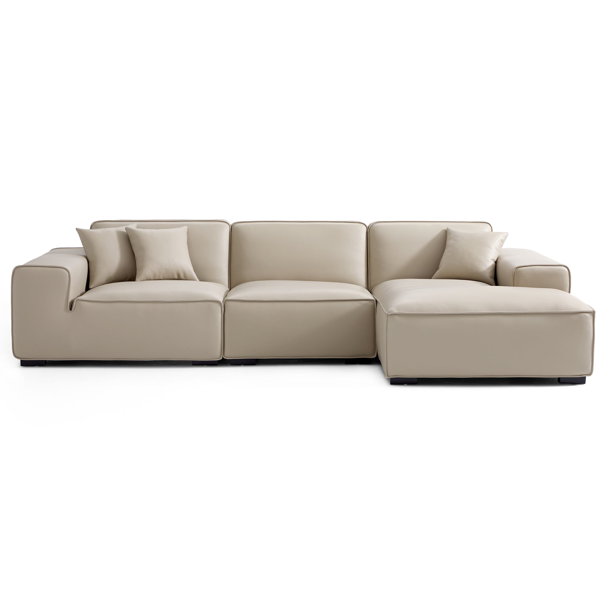 Domus Modular Beige Leather Living Room Sectional Sofa&Couch – SOKA HOME