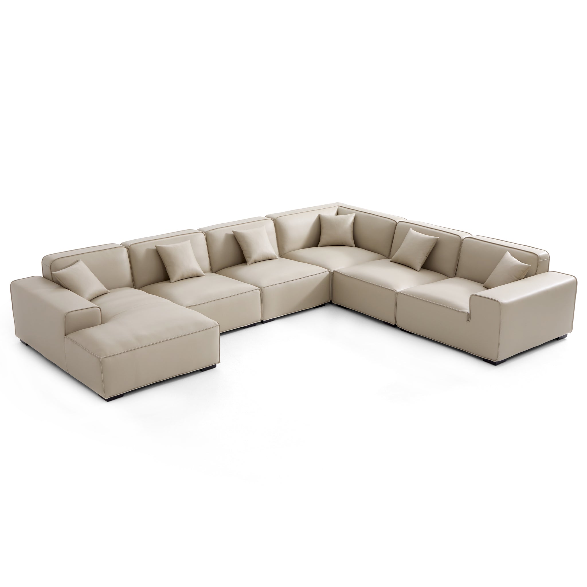 Domus Modular Beige Leather Living Room Sectional Sofa&Couch – SOKA HOME