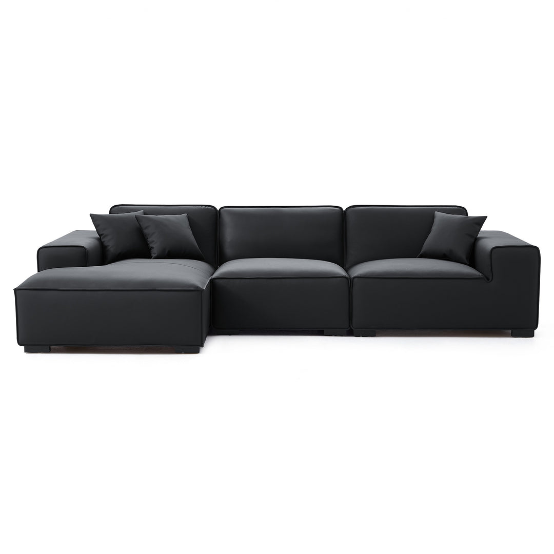 Domus Modular Black Leather Living Room Sectional Sofa&Couch – SOKA HOME