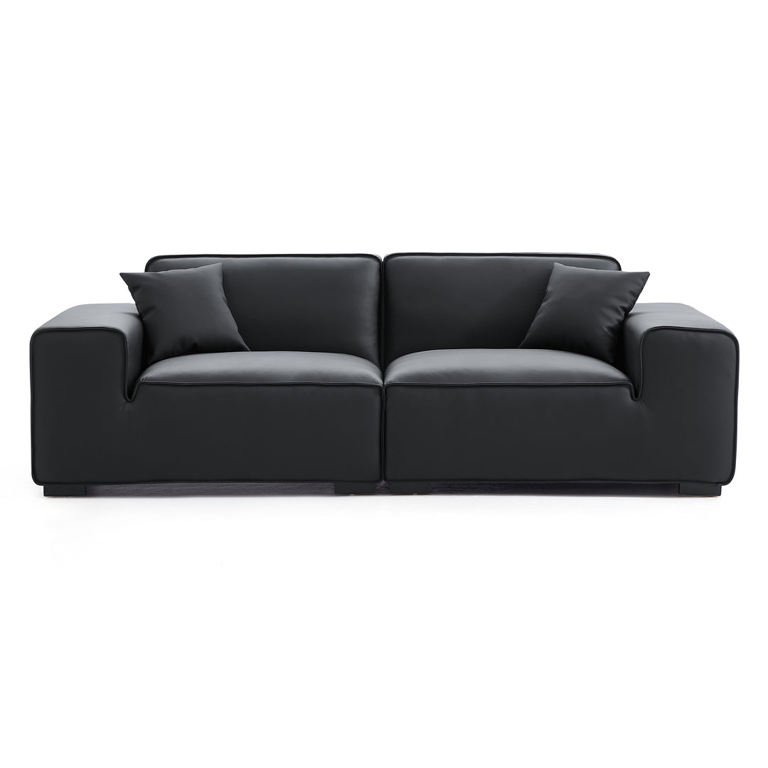 Domus Modular Contemporary Genuine Leather Sofa, Black – SOKA HOME