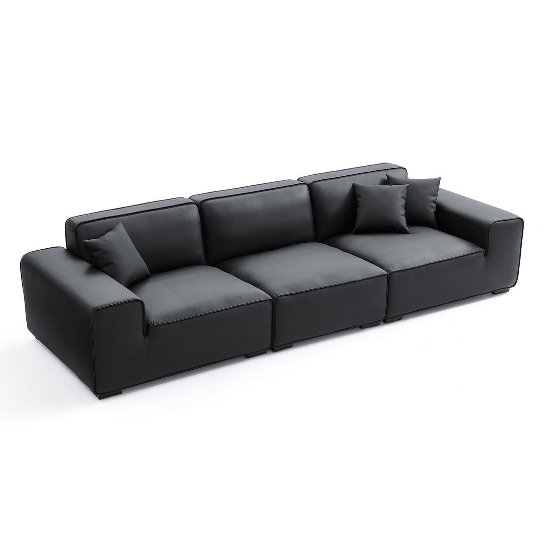Domus Modular Contemporary Genuine Leather Sofa, Black – SOKA HOME