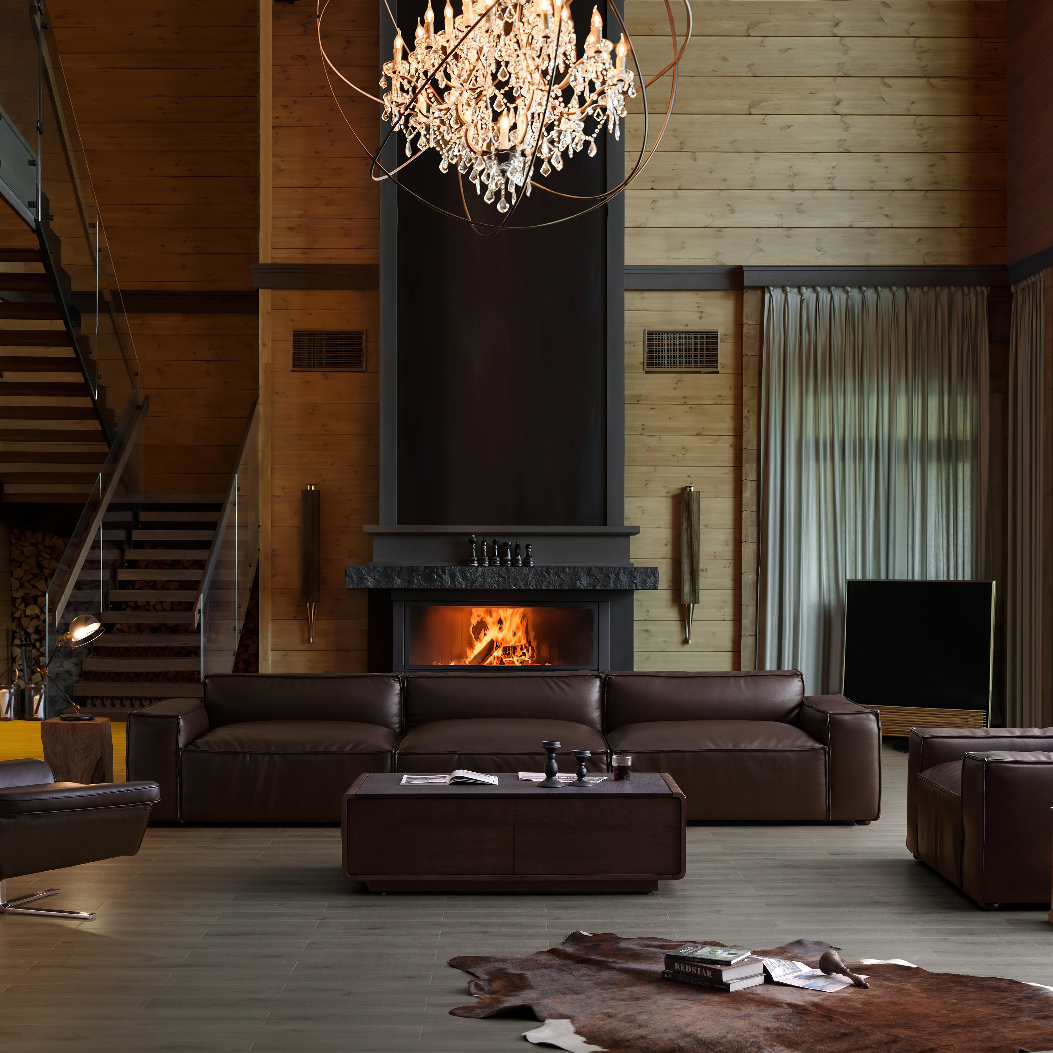 Luxury Minimalist Dark Brown Leather Sofa – SOKA HOME