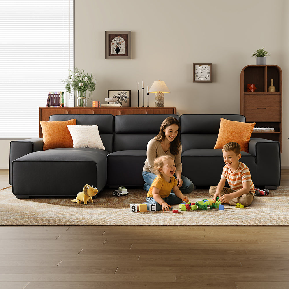 Domus High-Back Modular Leather Sofa and Ottoman – SOKA HOME