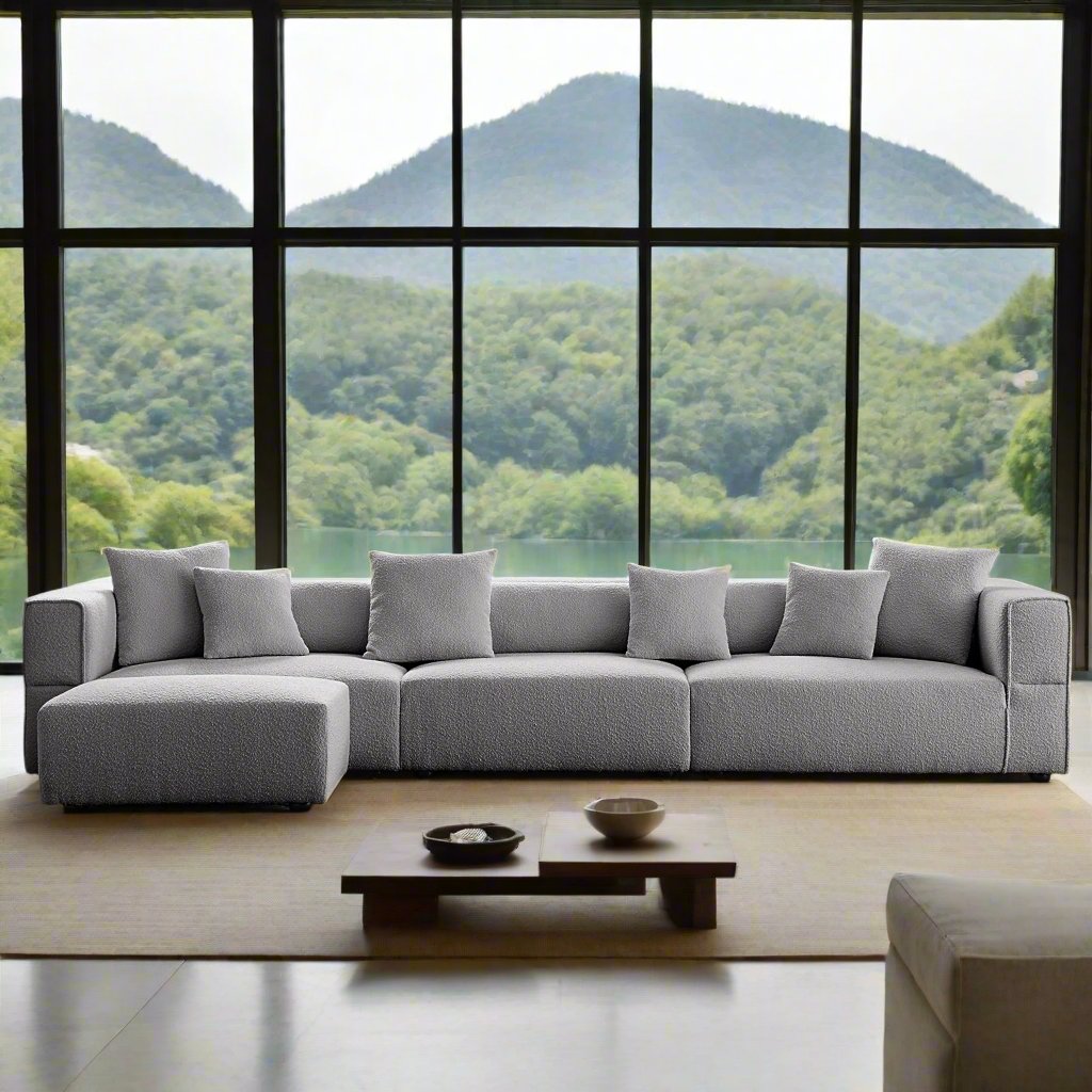 Nordic Modern Gray Sofa with Ottoman – SOKA HOME