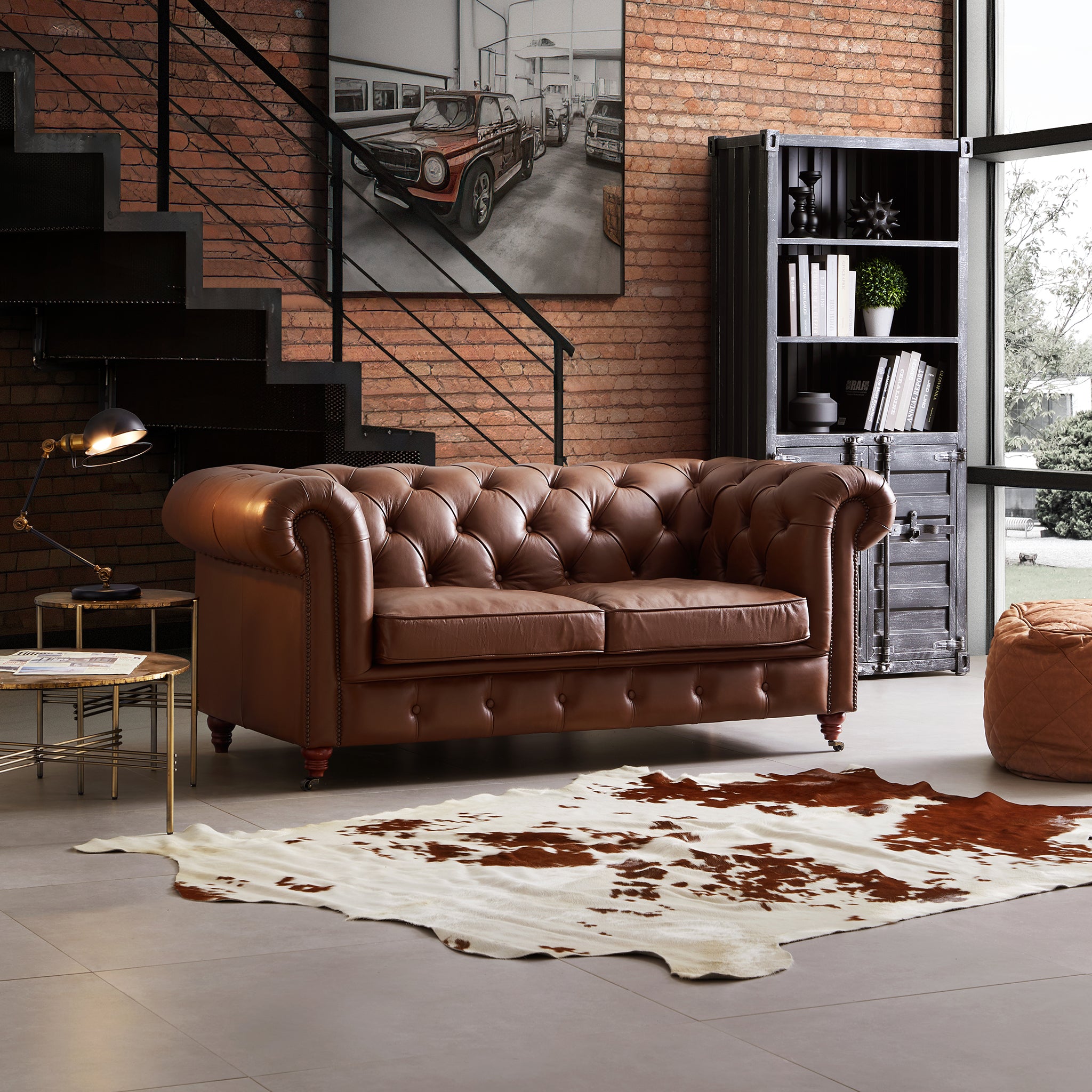 Durango Chesterfield Brown Top Grain Leather Tufted Sofa – SOKA HOME