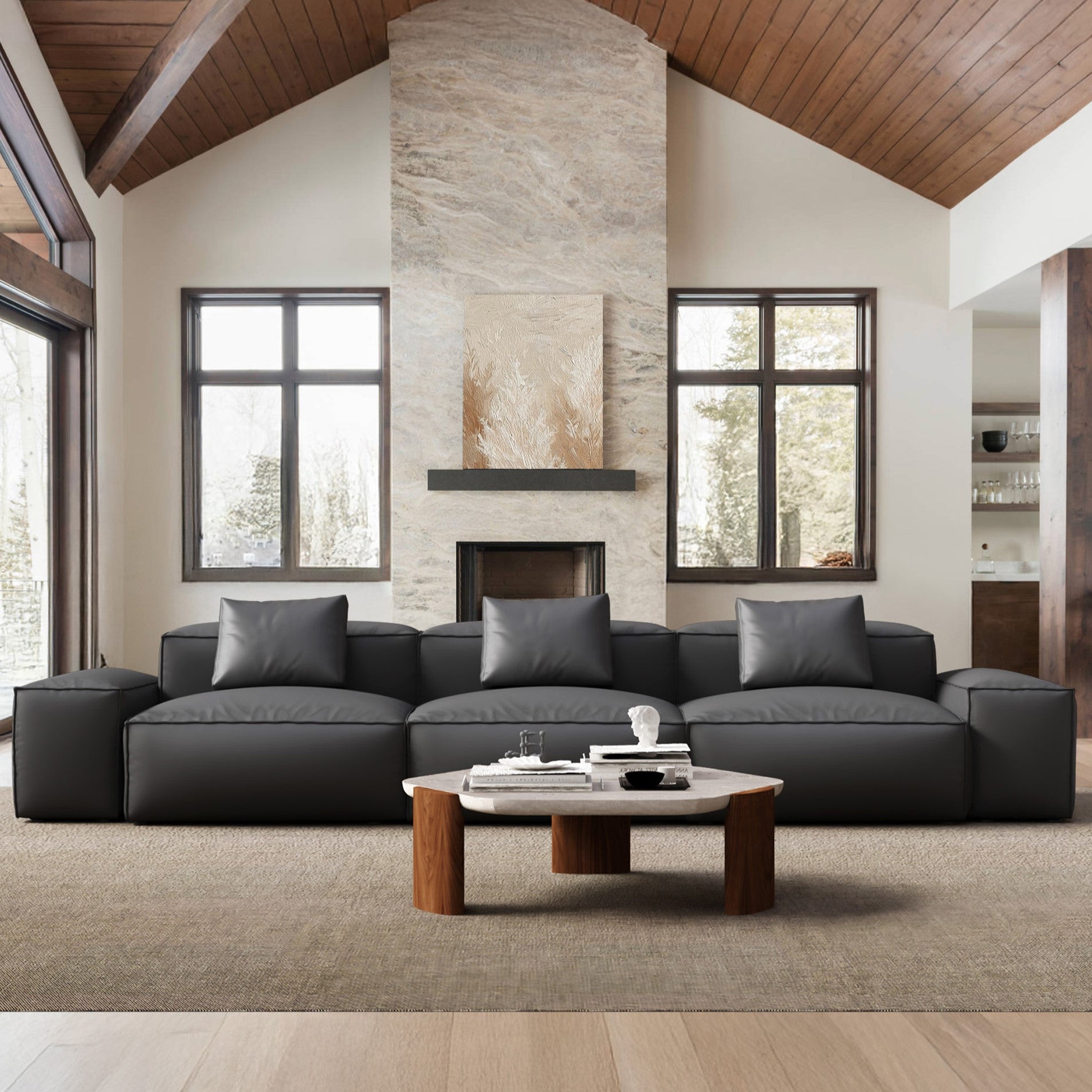 Cube Modular Dark Gray Genuine Leather Sofa – SOKA HOME