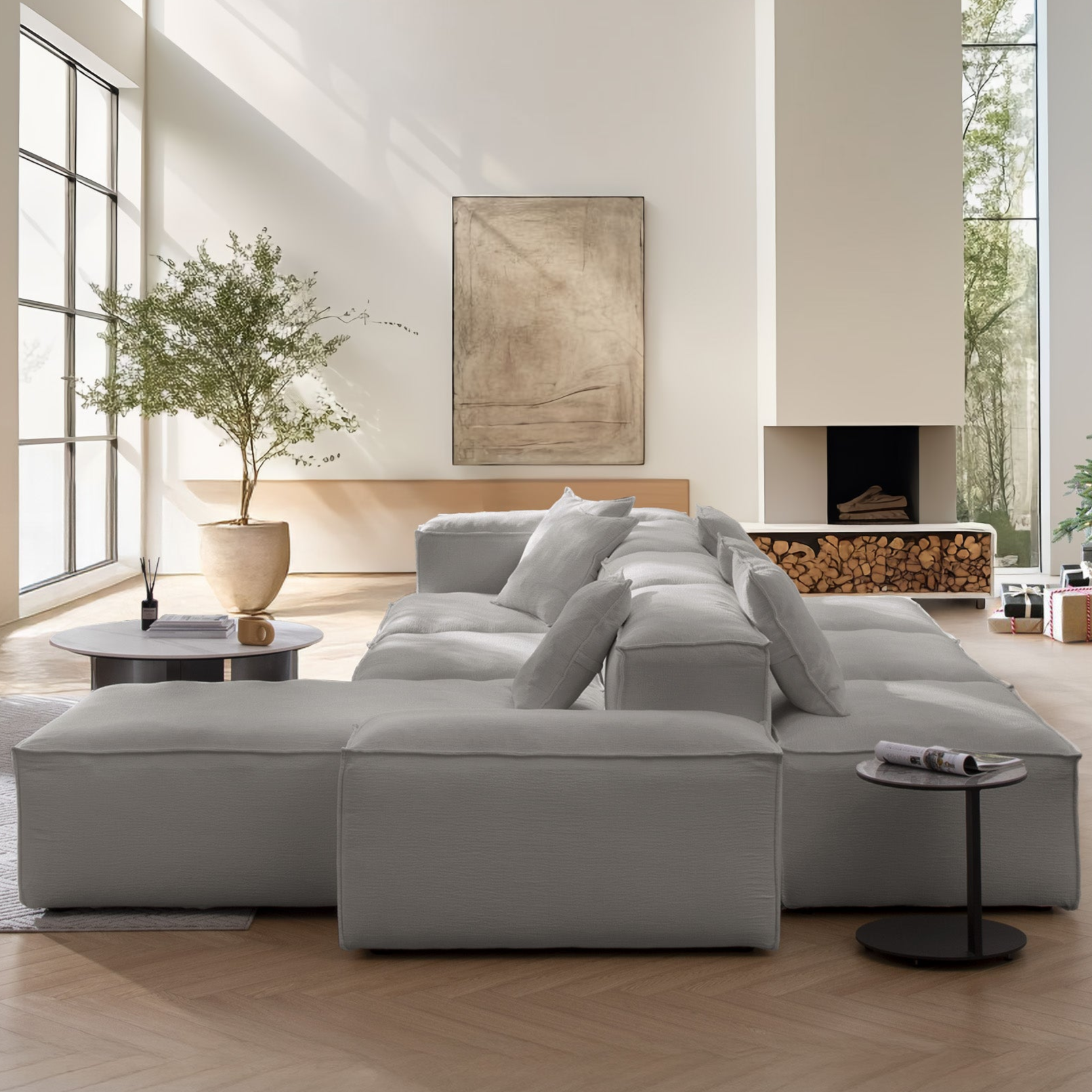 Freedom Modular Gray Double-Sided Affordable Sectional Sofa&Couch ...