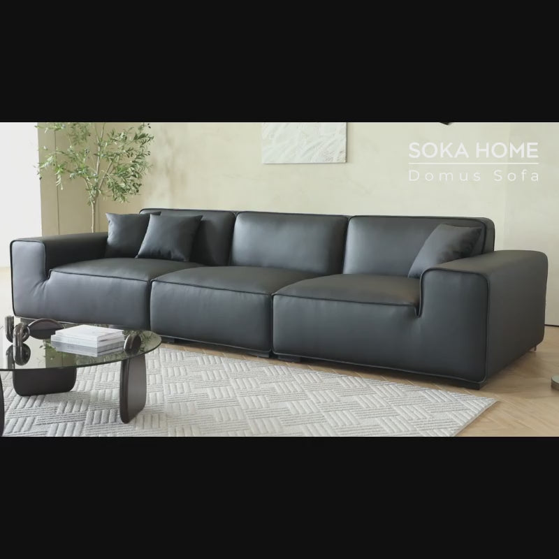 Domus Modular Contemporary Genuine Leather Sofa, Black – SOKA HOME